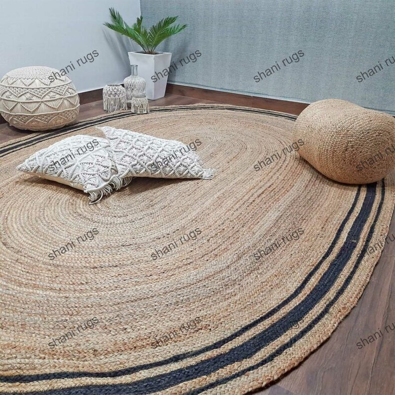 Natural Oval Jute Rug Indian Handmade Braided Vintage Area Rug Indian ...