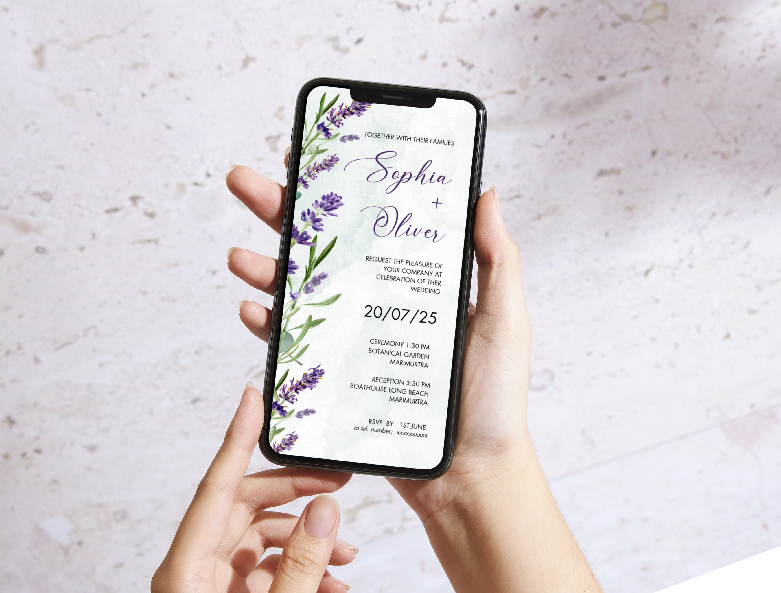 Lavender Wedding Evite, Dreamy Wedding Invitation, We Do Smartphone ...