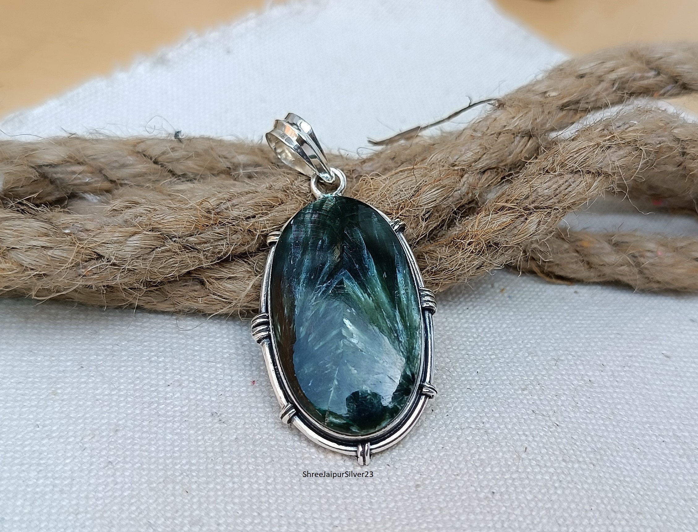 Seraphinite Pendant 925 Silver Sterling Pendant Gemstone - Etsy