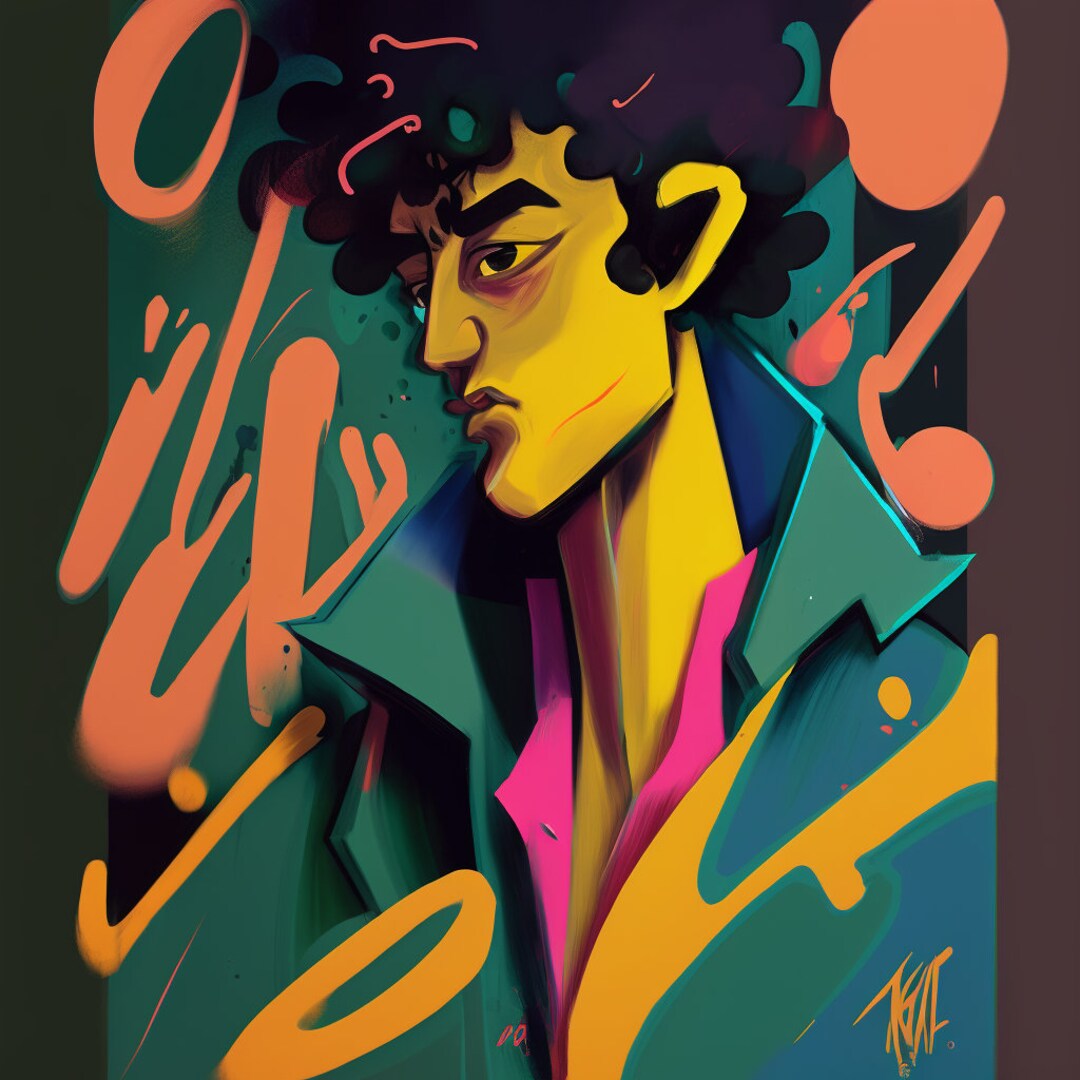Jazzy Man in Green - Digital Art Print Spike Spiegel Cowboy Bebop - Etsy