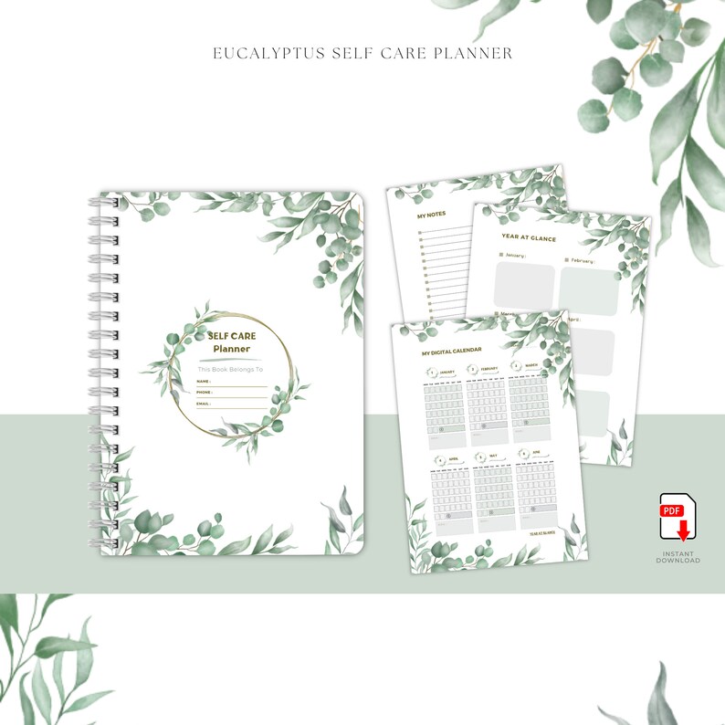 Eucalyptus Self Care Planner Printable INSTANT DOWNLOAD - Etsy