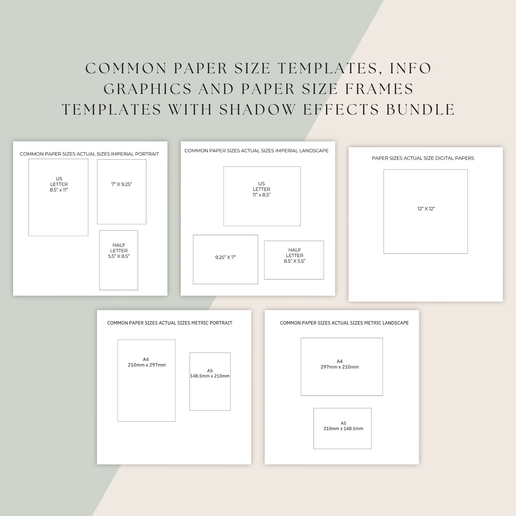 Common Paper Size Templates, Info Graphics, Paper Size Frame Templates ...