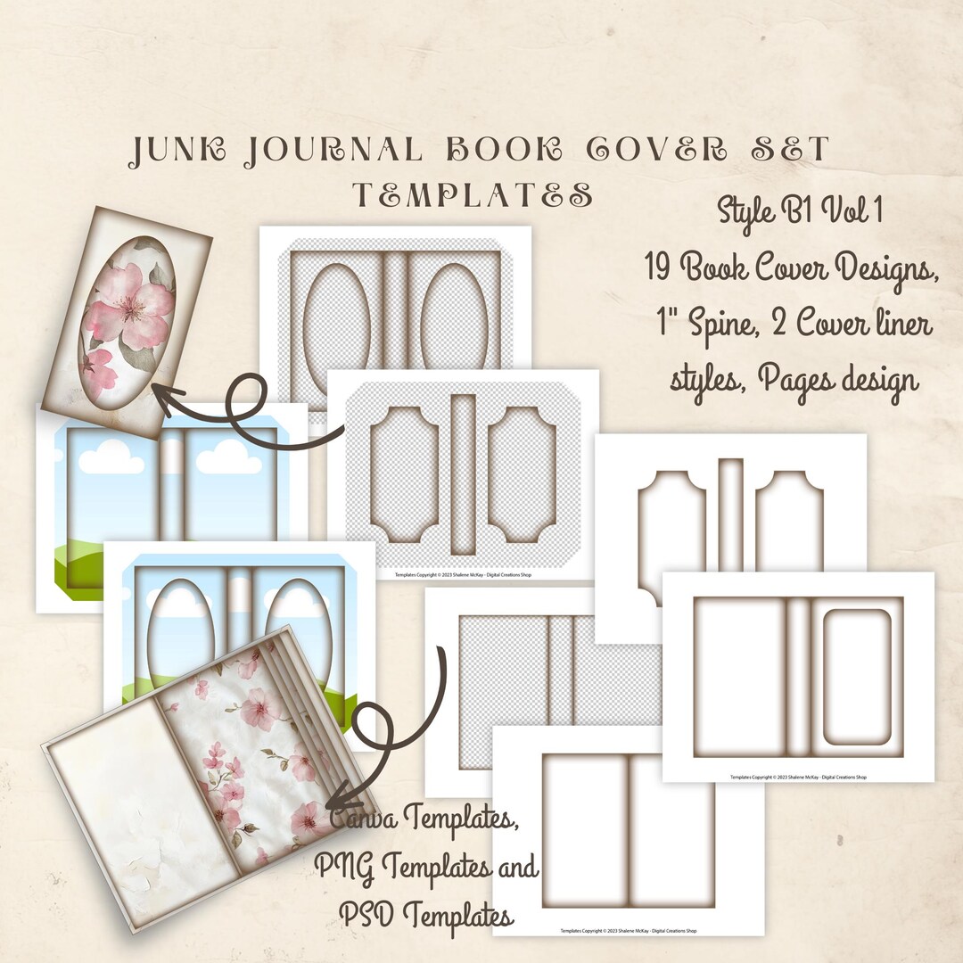 Junk Journal Book Cover Set Style B1 Vol 1 Templates, Vintage Look ...