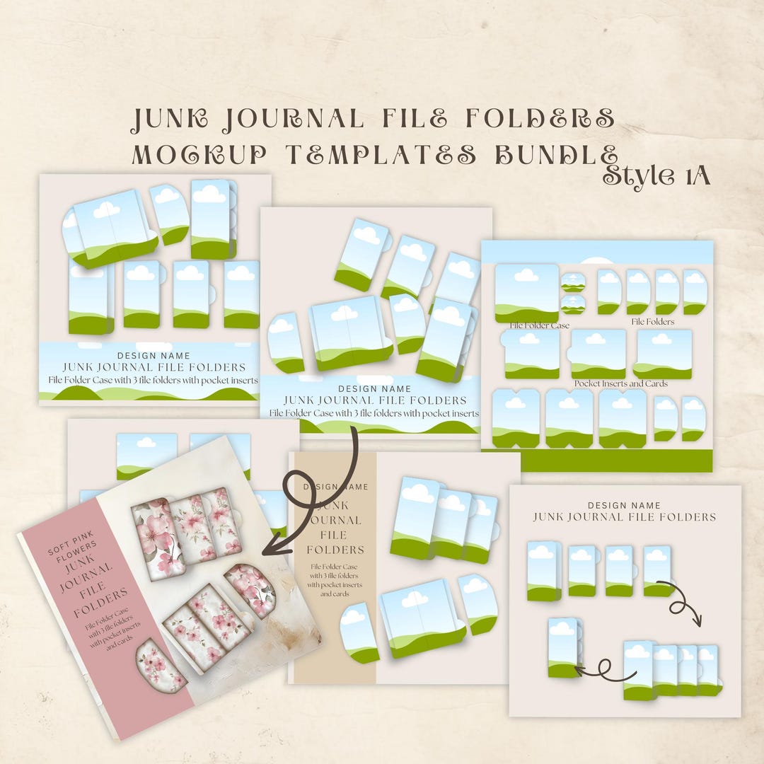 Junk Journal File Folders Templates Style 1A Mockup Templates, Mockup ...