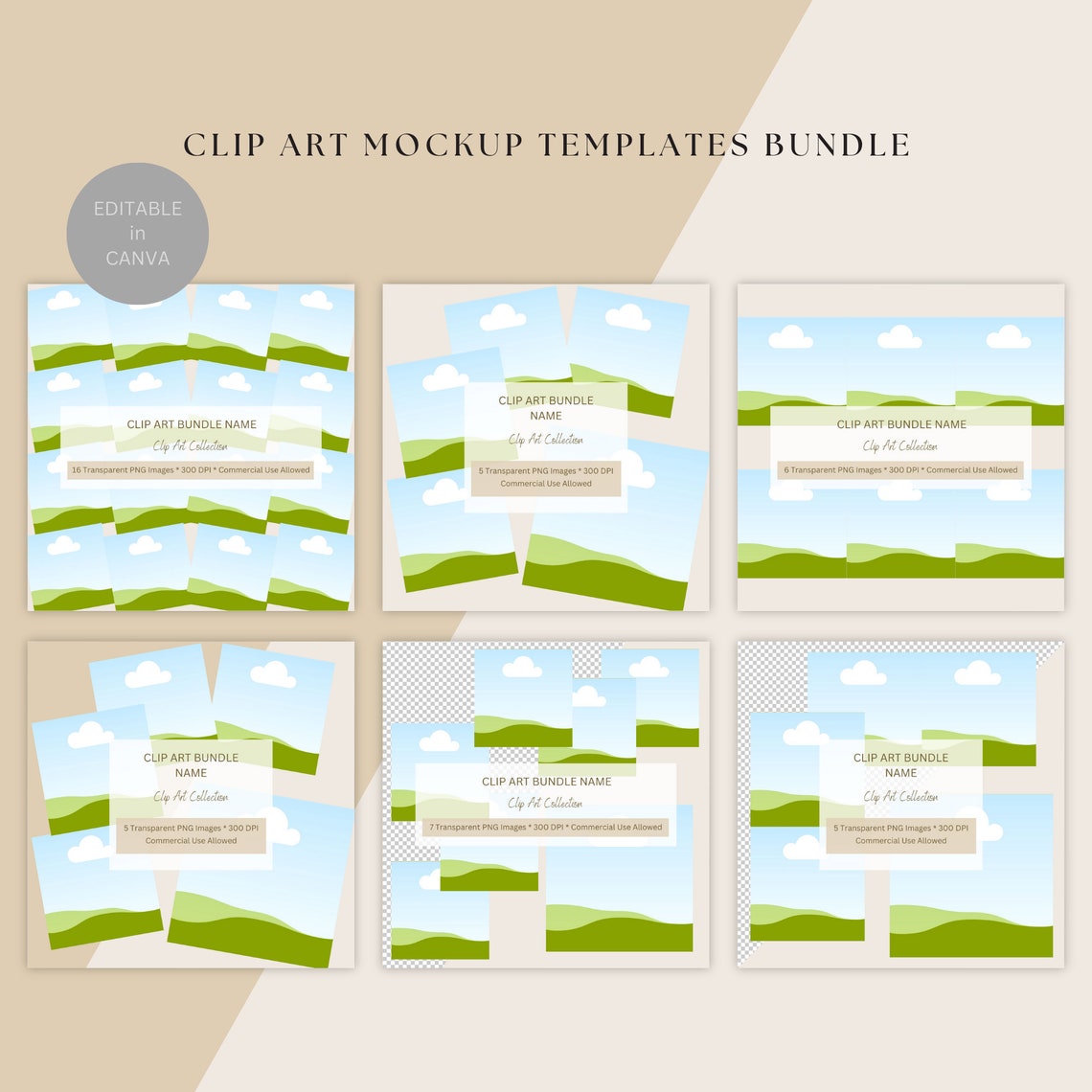 Clip Art Mockup Templates Bundle DIGITAL DOWNLOAD Editable in Canva ...
