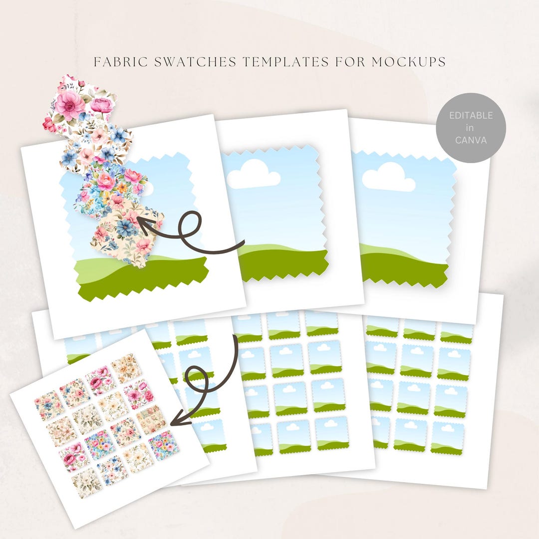 Fabric Swatches Templates for Mockups With Shadow Effects, Drag and ...