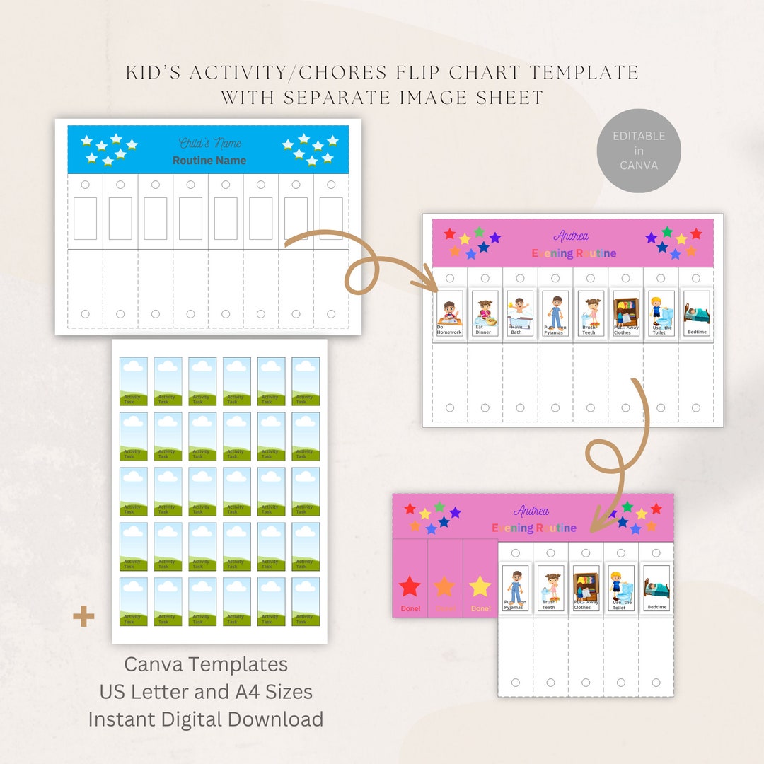 Kids Flip Chart Templates With Separate Image Sheet , US, A4, DIGITAL ...