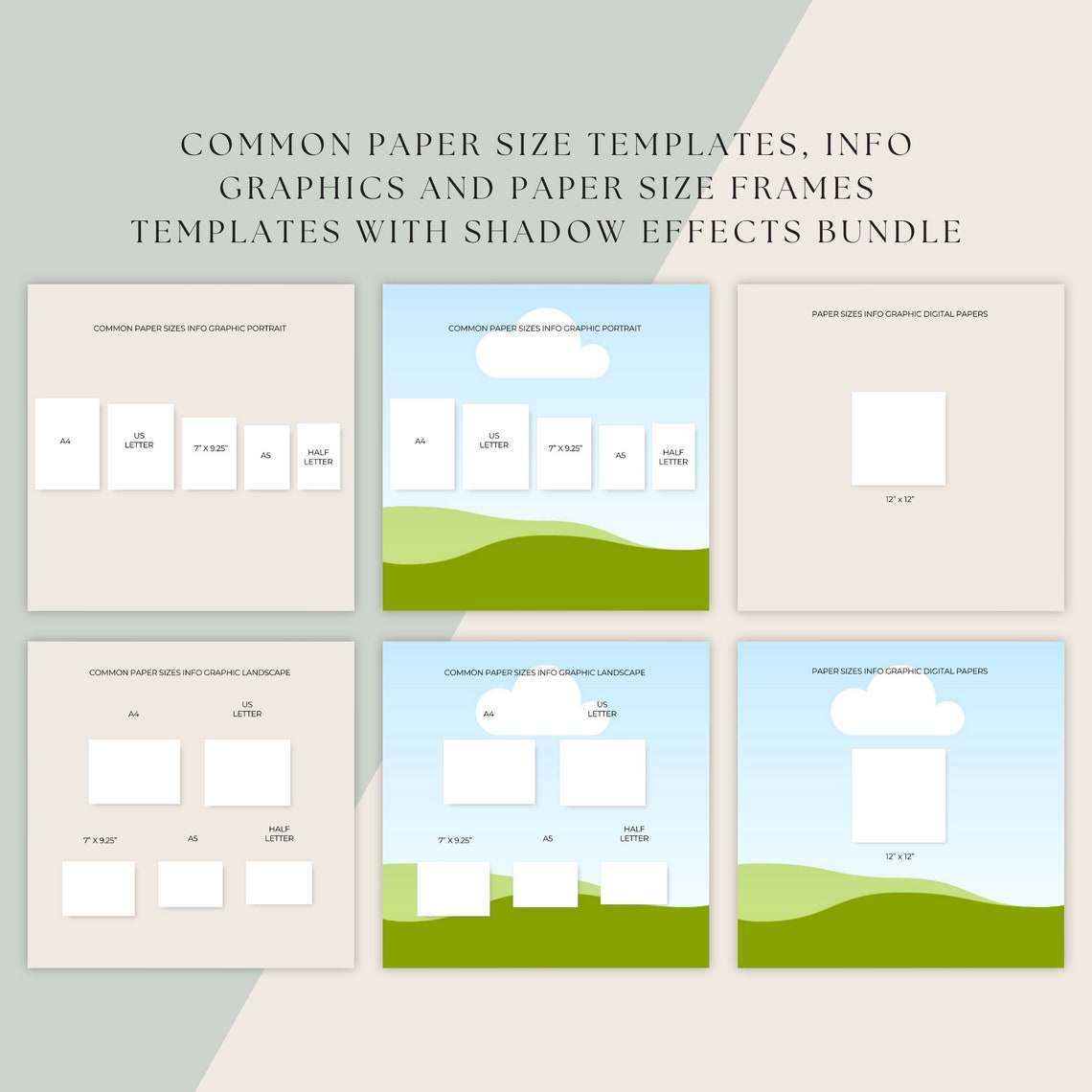 Common Paper Size Templates, Info Graphics, Paper Size Frame Templates ...