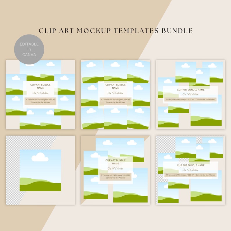 Clip Art Mockup Templates Bundle DIGITAL DOWNLOAD Editable in Canva ...