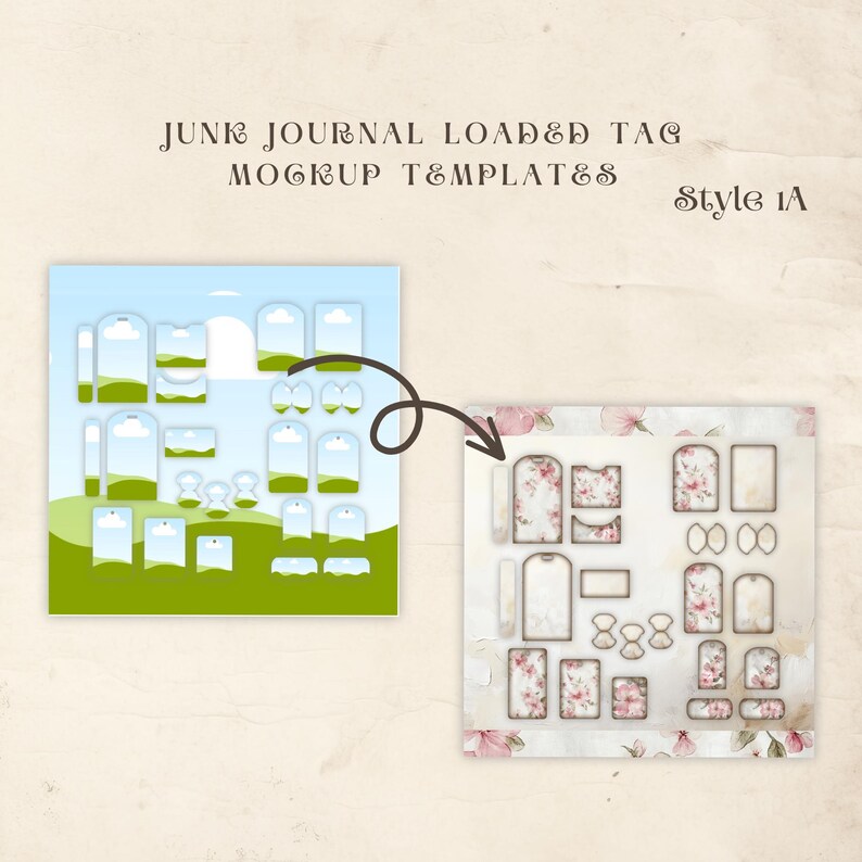 Junk Journal Loaded Tag Style 1A Mockup Templates, Journal Loaded Tag ...