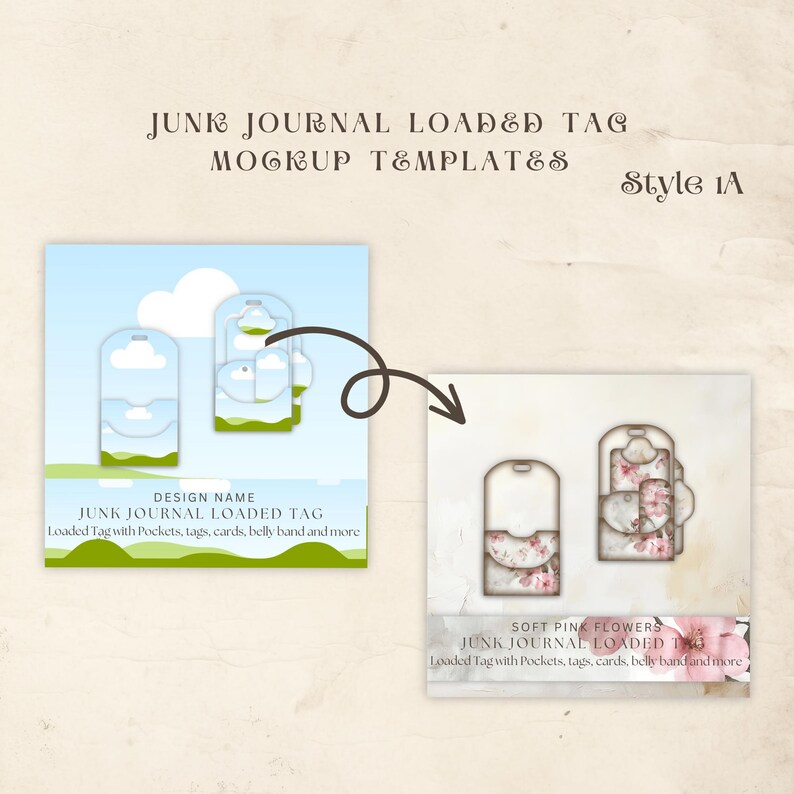 Junk Journal Loaded Tag Style 1A Mockup Templates, Journal Loaded Tag ...
