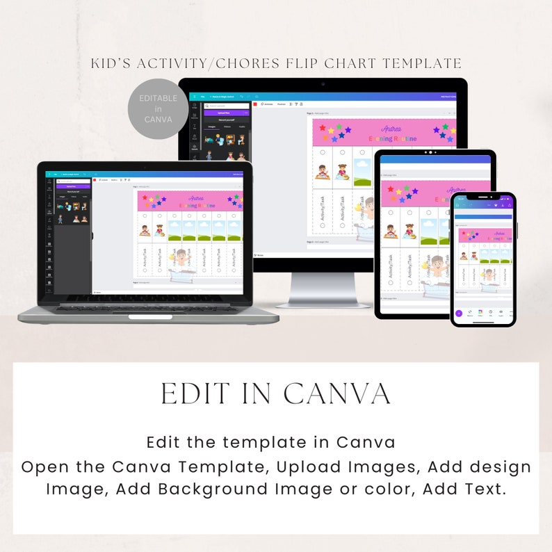 Kids Activity Chores Routine Flip Chart Templates, US, A4, DIGITAL ...