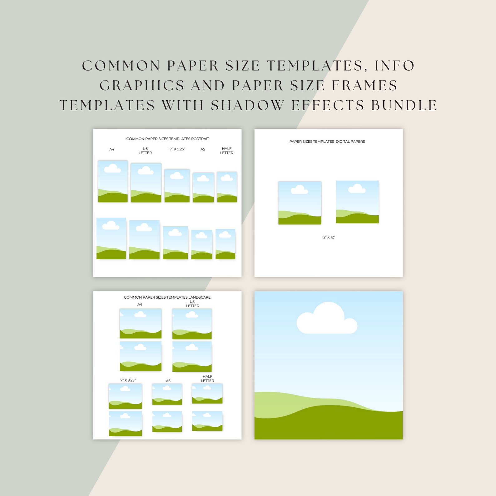 Common Paper Size Templates, Info Graphics, Paper Size Frame Templates ...