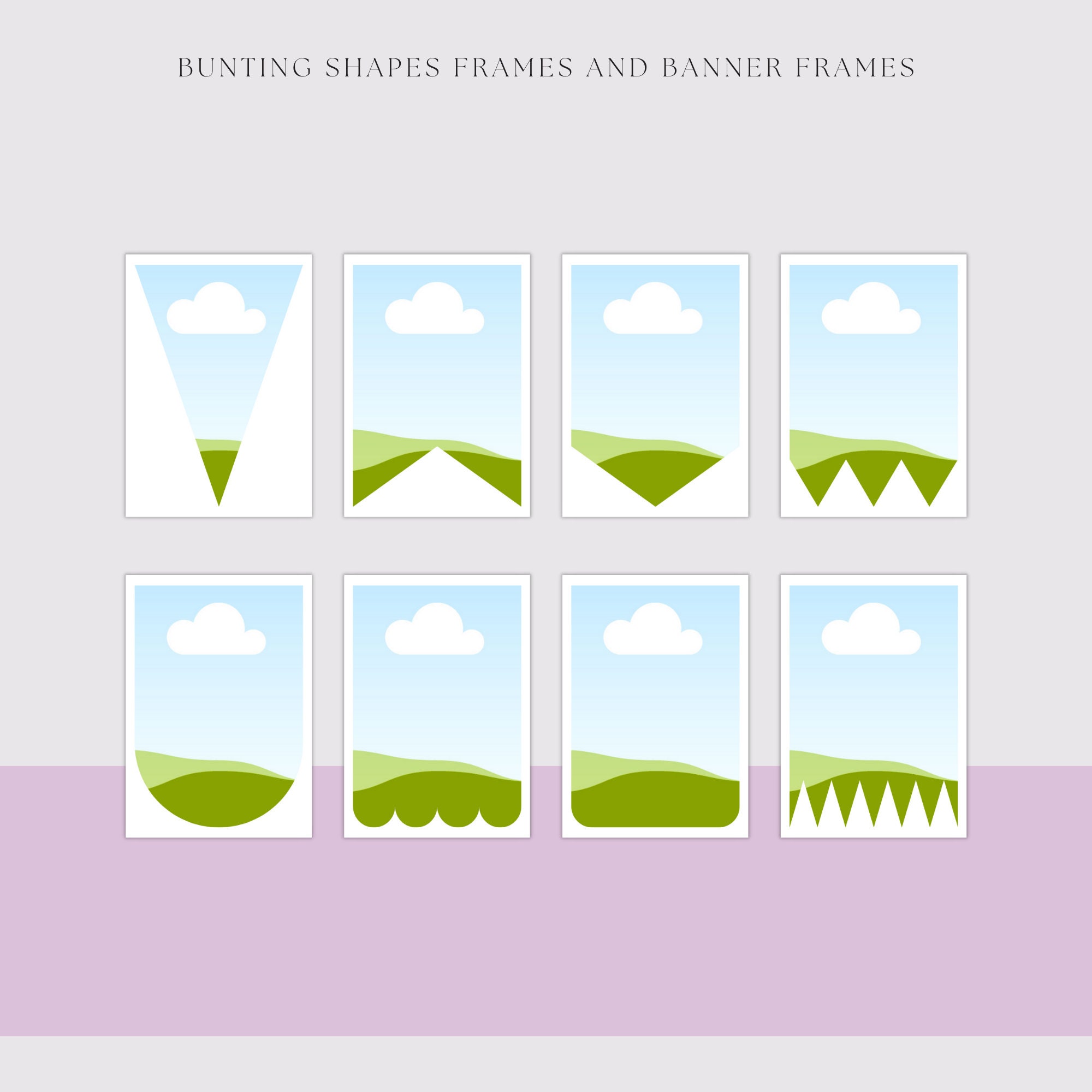 Bunting Shapes Frames and Banner Frames Template, INSTANT DOWNLOAD ...
