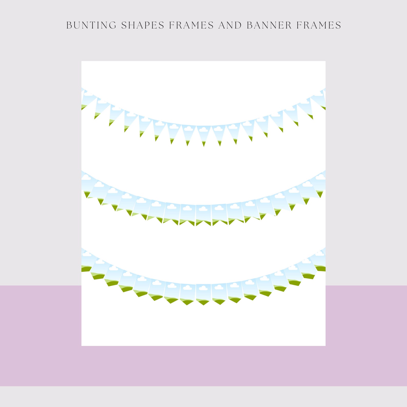Bunting Shapes Frames and Banner Frames Template, INSTANT DOWNLOAD ...