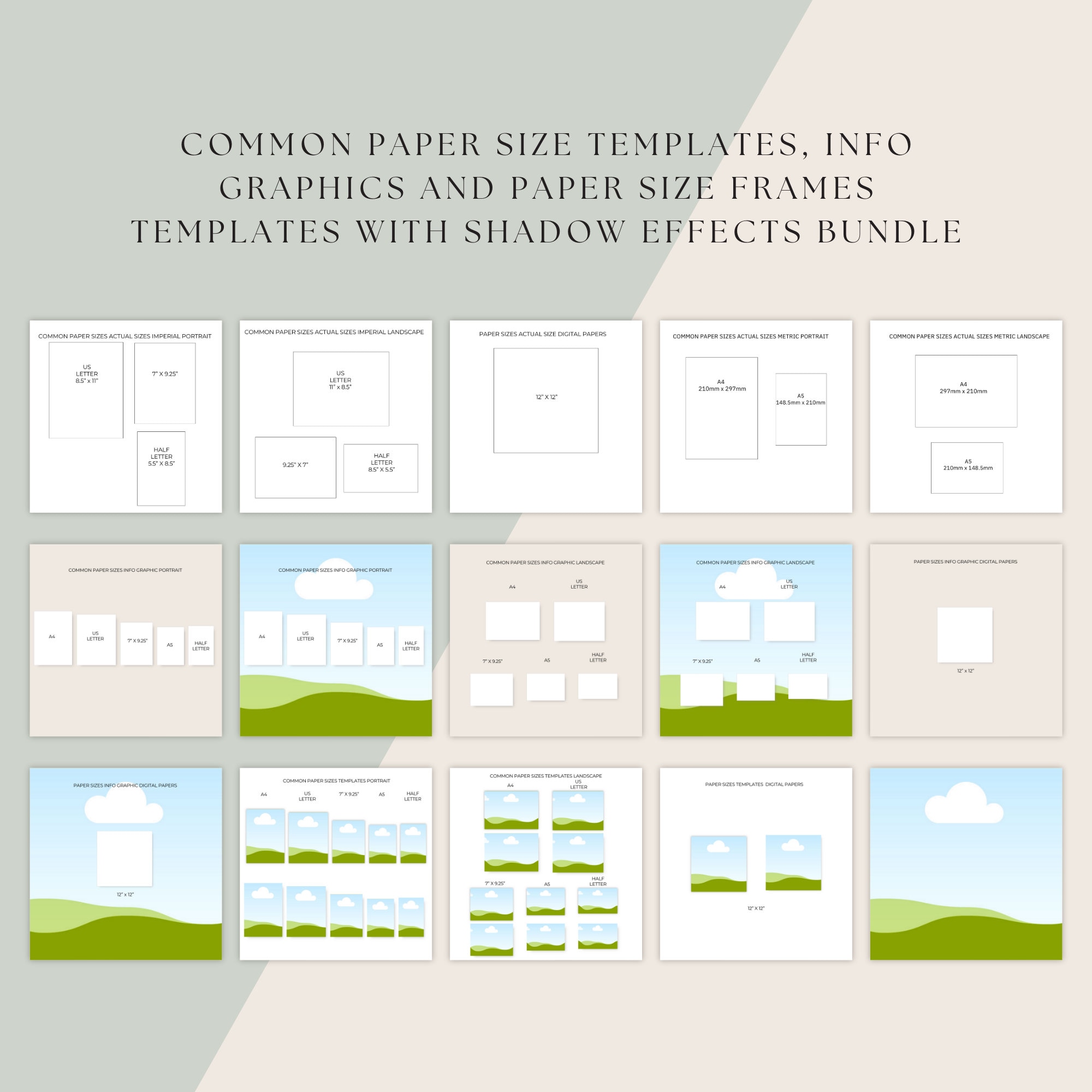 Common Paper Size Templates, Info Graphics, Paper Size Frame Templates ...