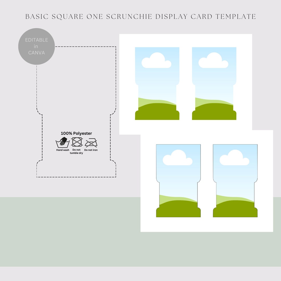 Basic Square One Scrunchie Display Card Template DIGITAL - Etsy
