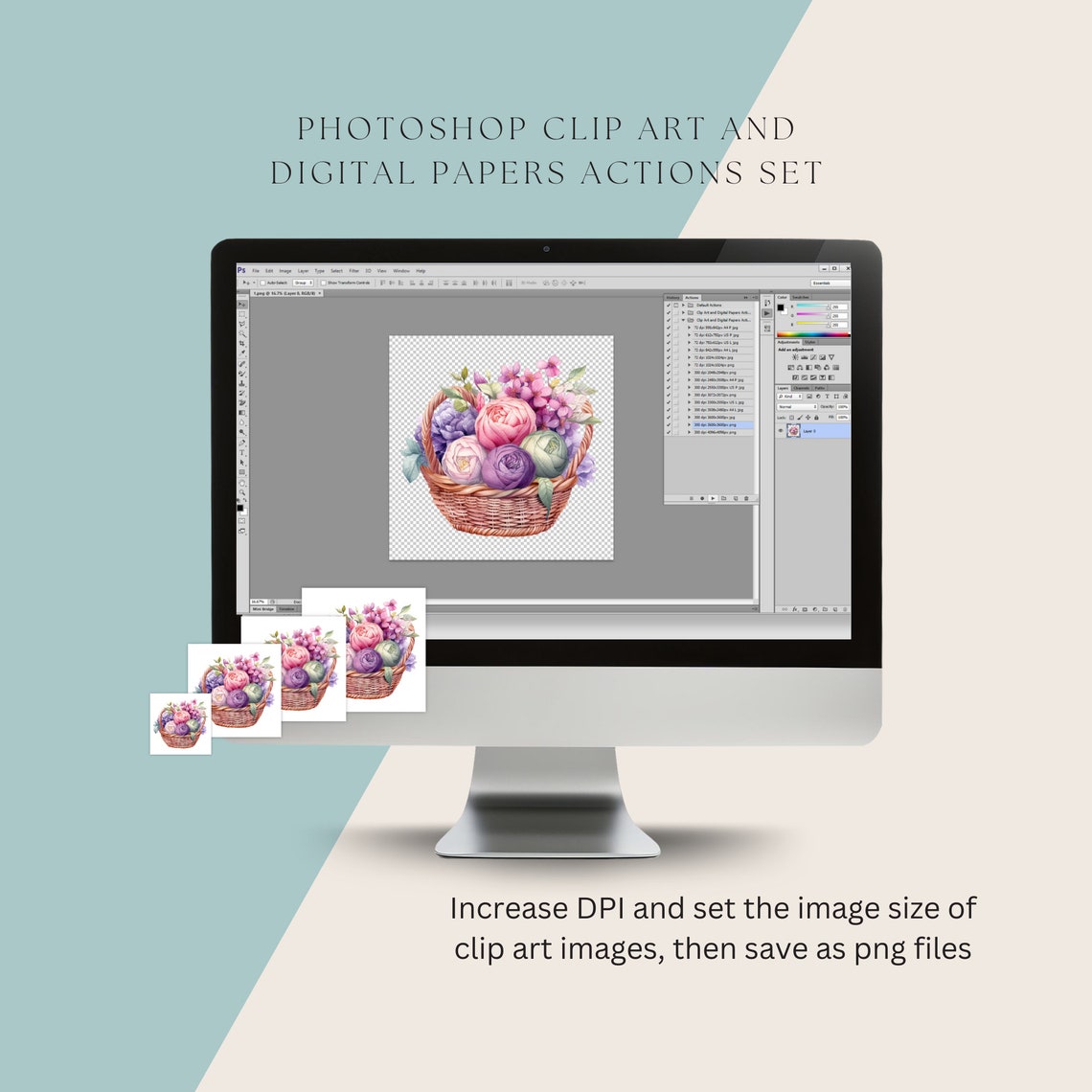 Photoshop Clip Art and Digital Papers Action Set, Automate Repetitive ...