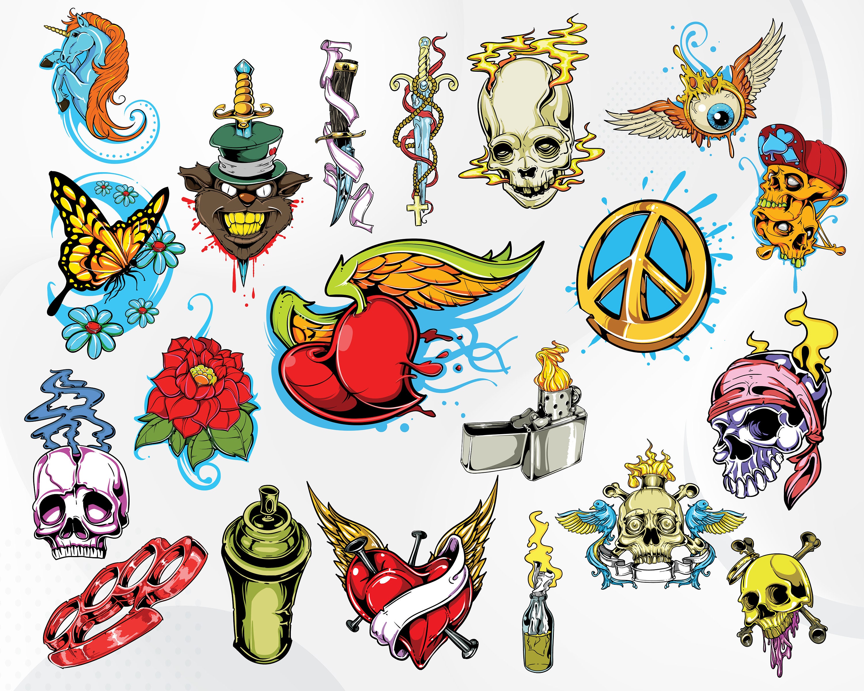 60 Tattoo Pack Vector Designs - Etsy