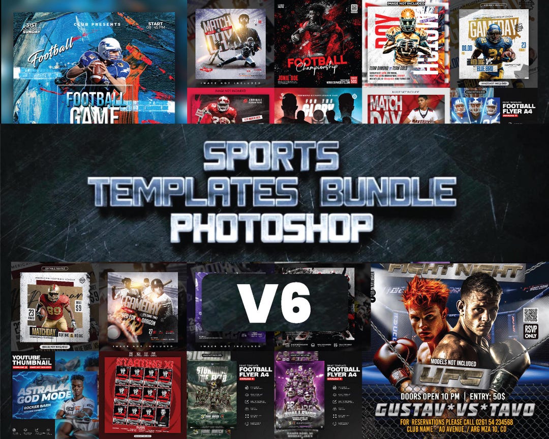 104 SPORTS TEMPLATES | 300dpi Photoshop Digital Download | Banner ...