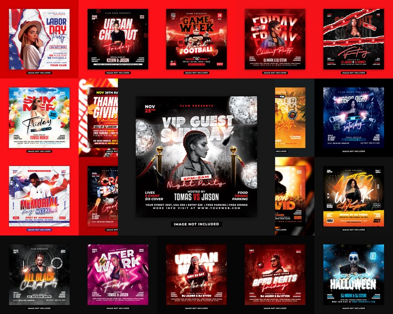 Night Club Flyer Template Designs | Square Flyer Template | American ...