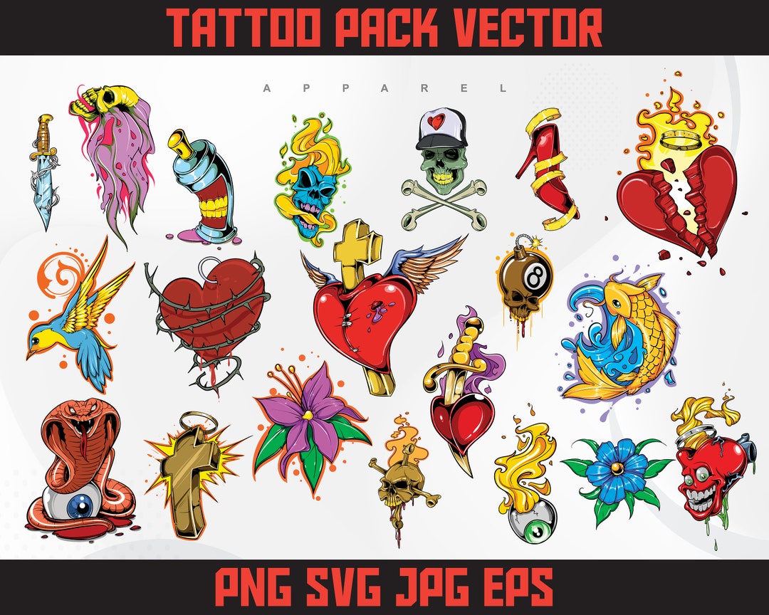 60 Tattoo Pack Vector Designs - Etsy
