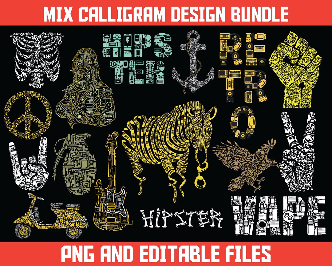 86 Calligram Streetwear Designs | T-shirt POD Graphics (SVG & PNG) - Etsy