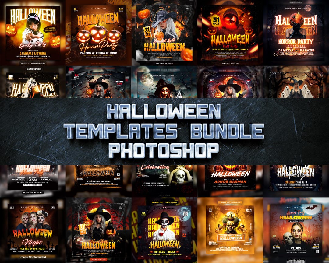50 Spooky Halloween Party Flyer Templates | Photoshop PSD Bundle - Etsy