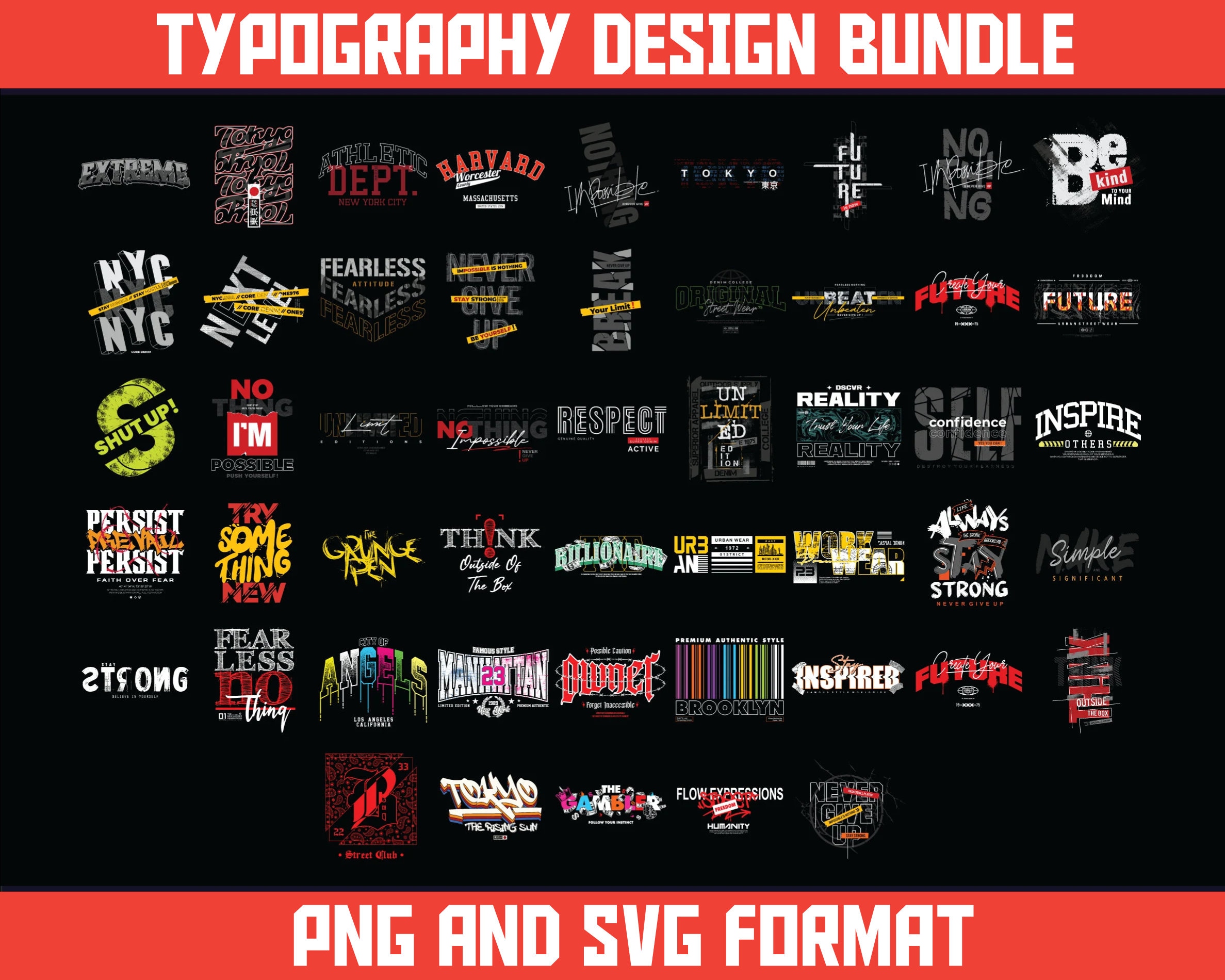 100 Typography T-shirt Designs Bundle V3, Aesthetic Designs, Urban ...