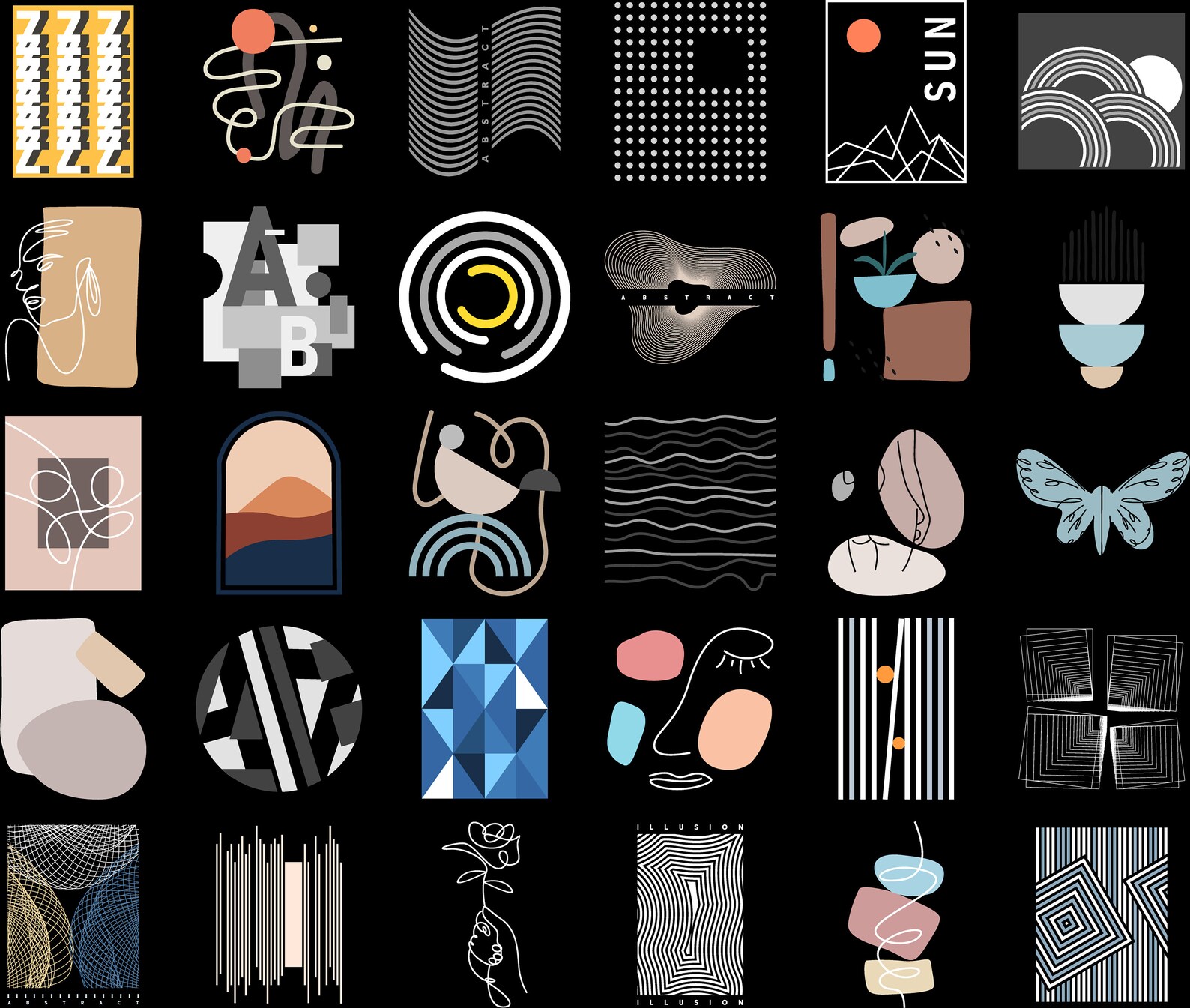 Abstract Shape T-shirt Design Bundle | Streetwear Design | DTF Transfer ...