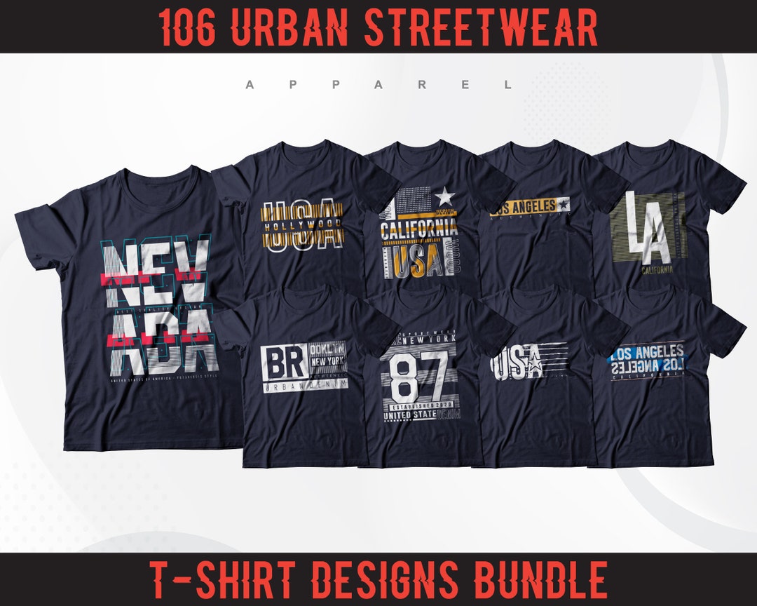 106 Urban Streetwear T-shirt Design Bundle, Urban Streetstyle, Pop ...