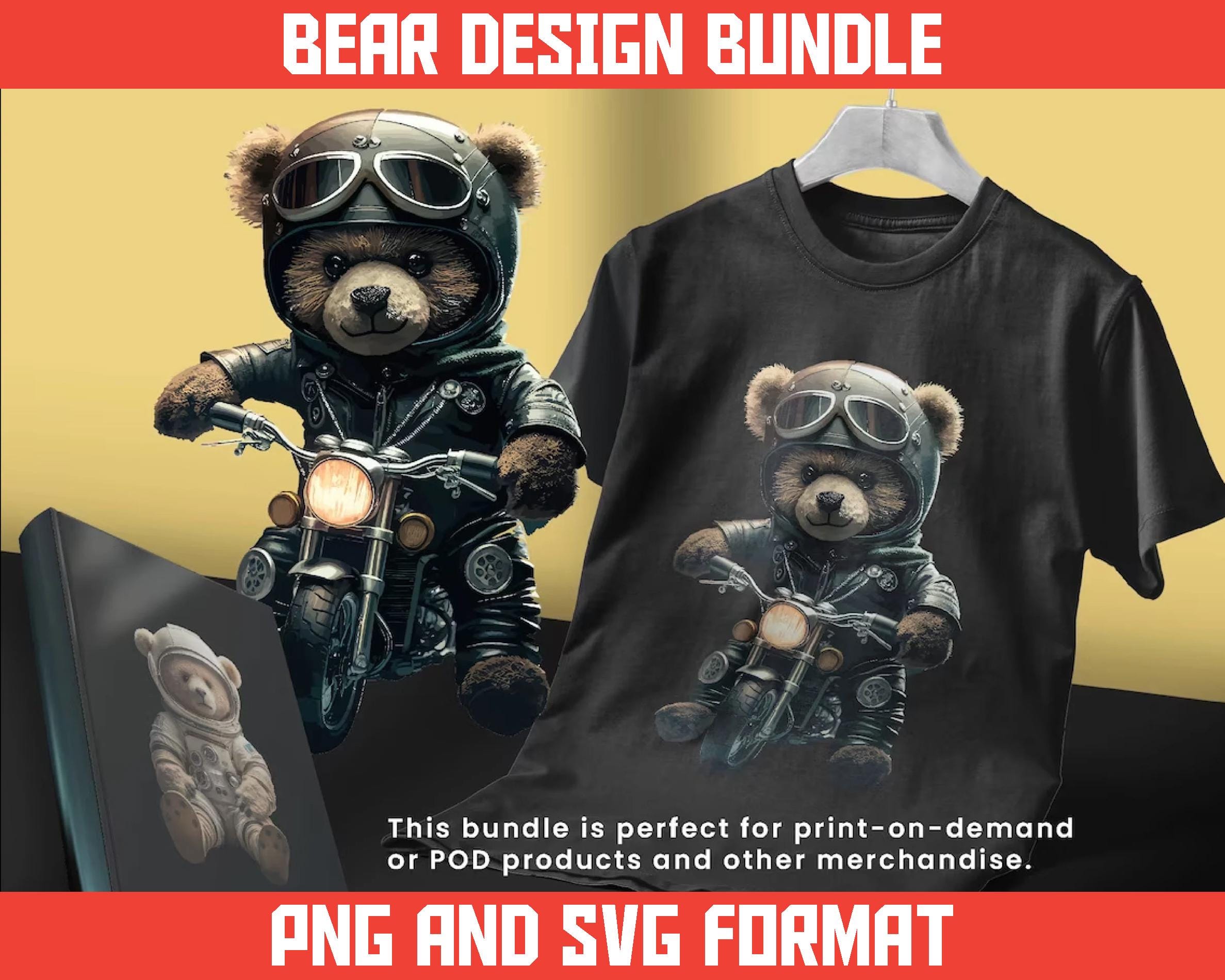55 Bear T-shirt Designs Bundle | Bear Streetwear Designs | T-shirt ...