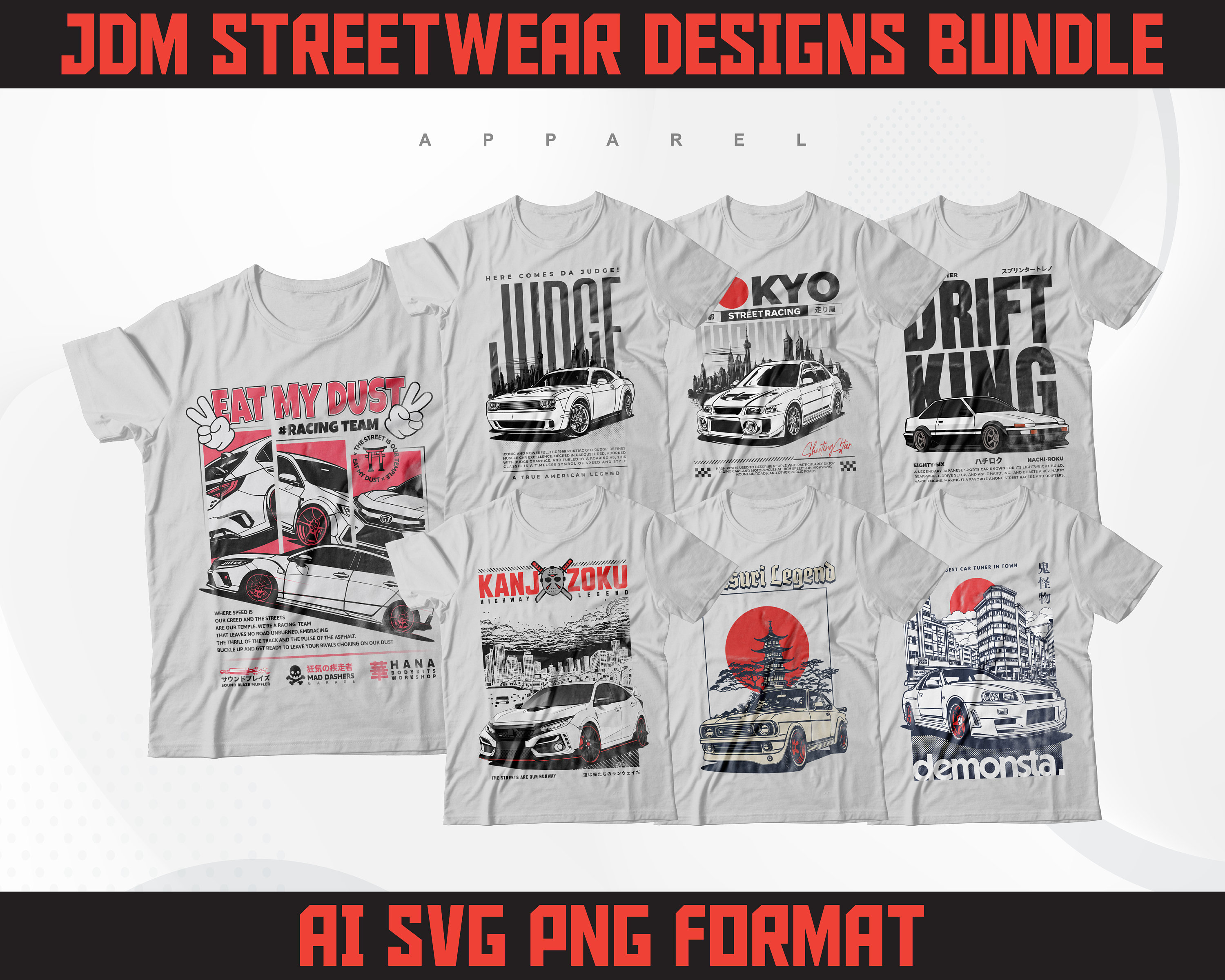JDM Streetwear Designs Bundle | Sport Car Poster Designs | JDM Designs ...