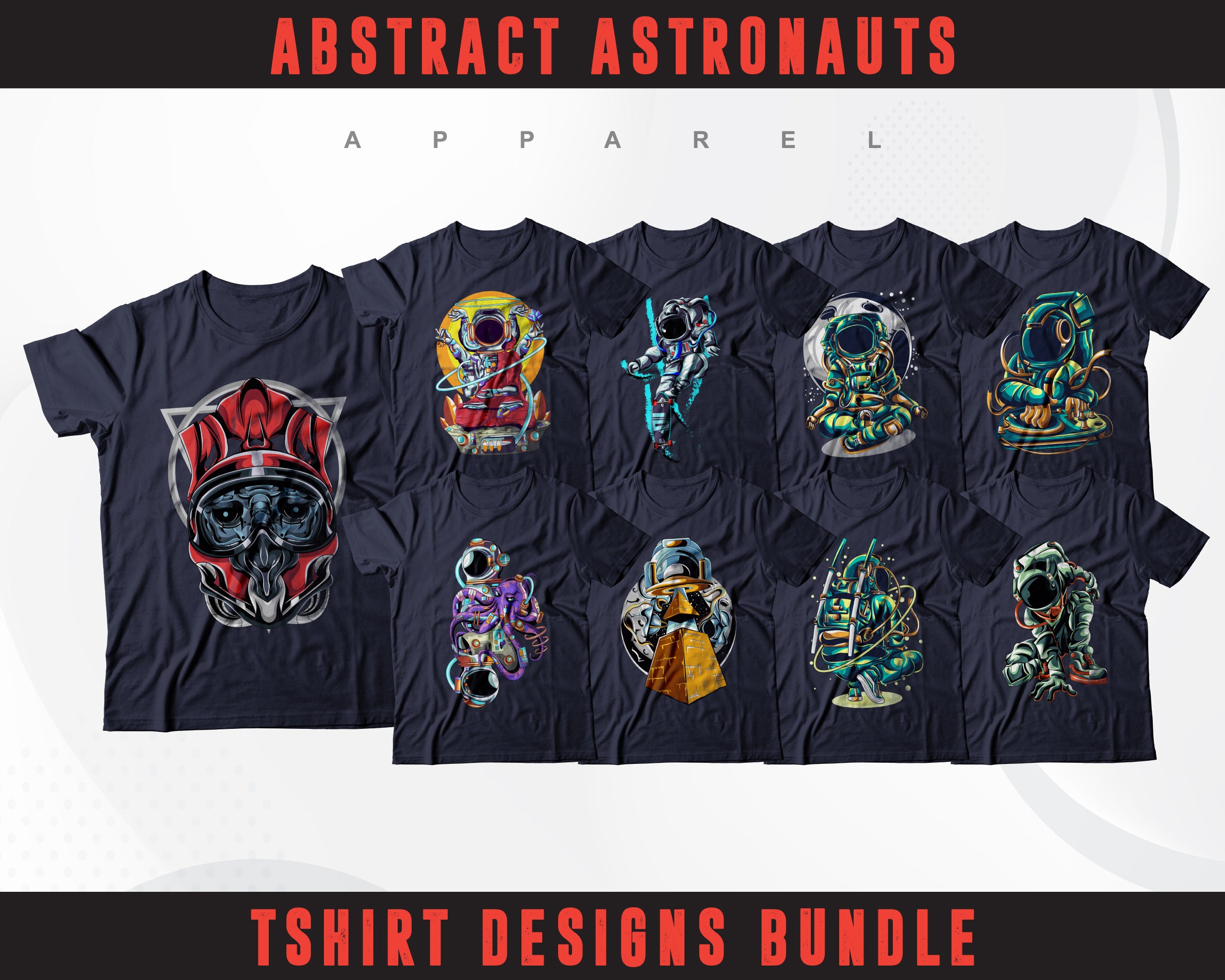 Abstract Astronaut T-shirt Design Bundle Space - Etsy