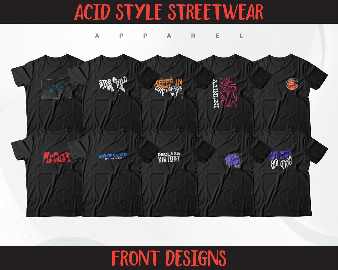 Acid Style Streetwear T-shirt Designs | Front and Back Designs ...