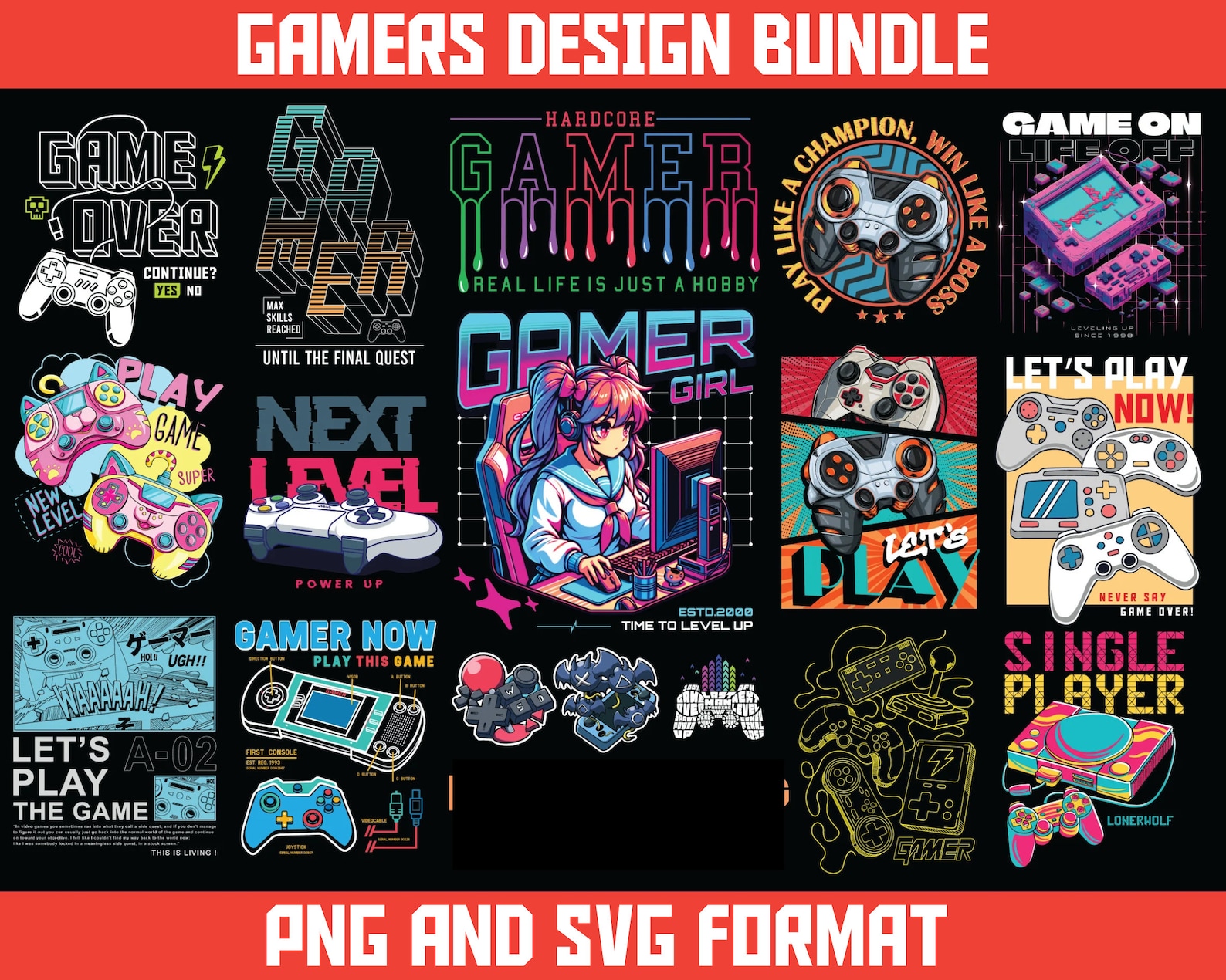 50 Gamer Design Bundle | Gamer Streetwear Design | Gaming Design ...