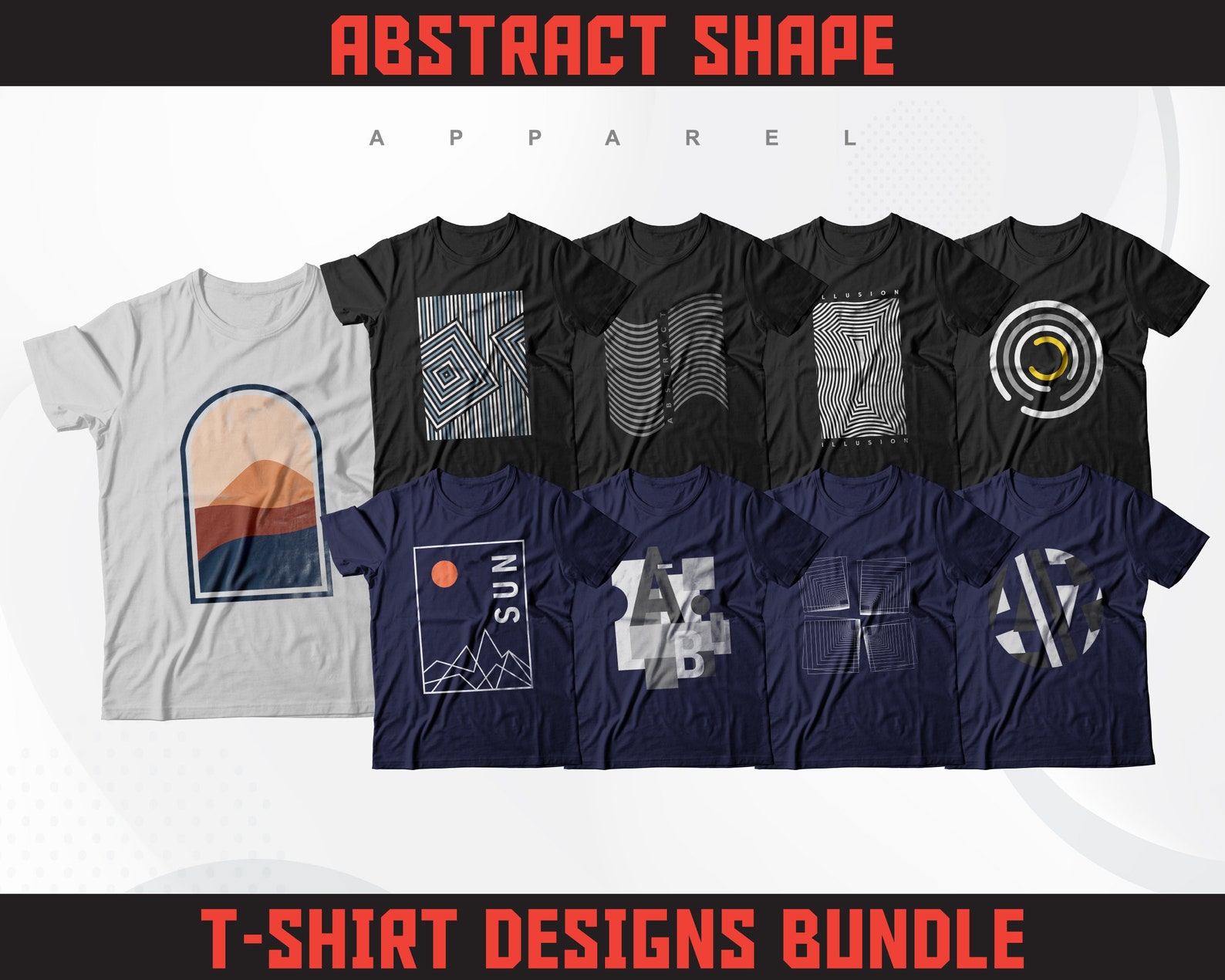 Abstract Shape T-shirt Design Bundle | Streetwear Design | DTF Transfer ...