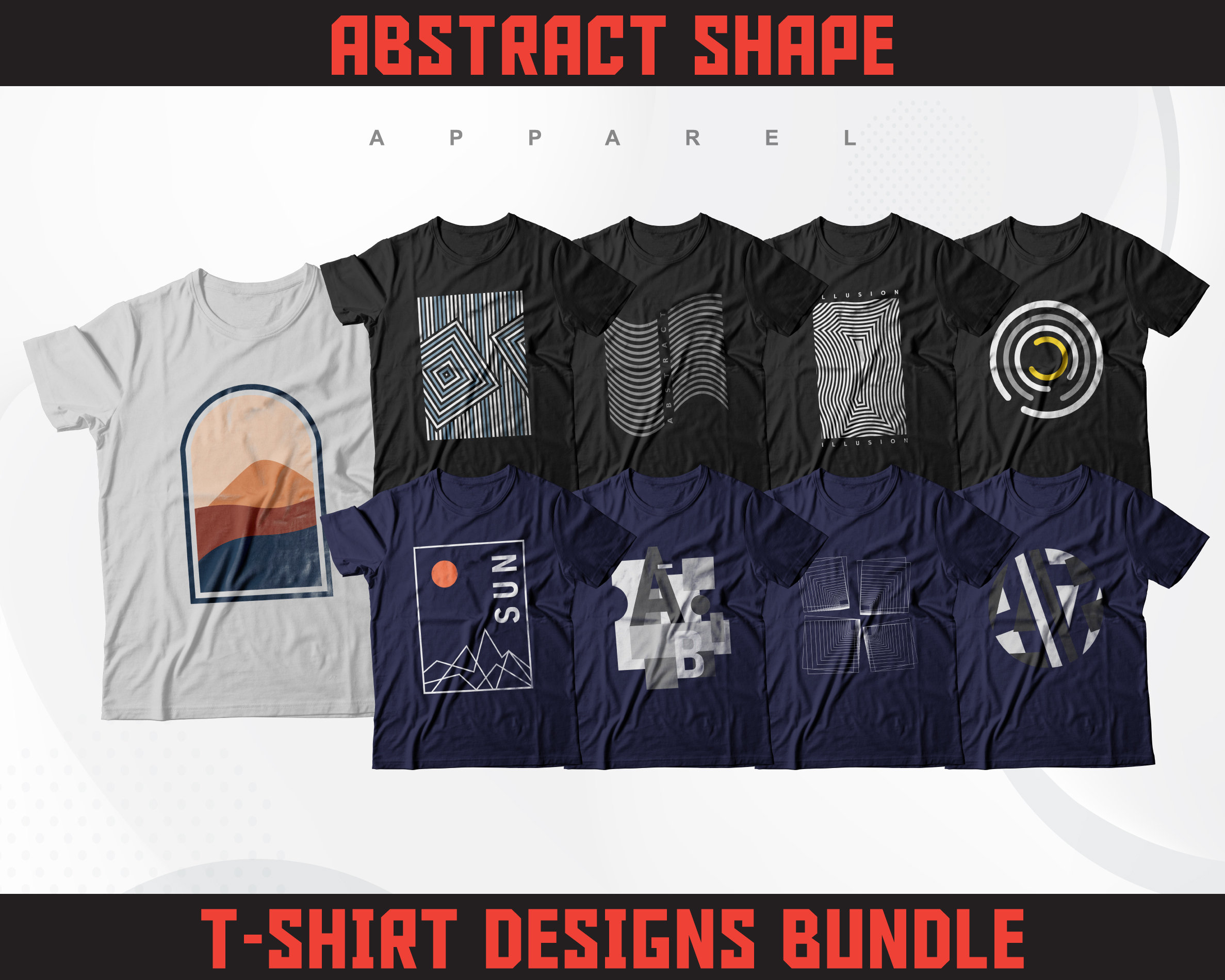 Abstract Shape T-shirt Design Bundle Streetwear Design DTF Transfer ...