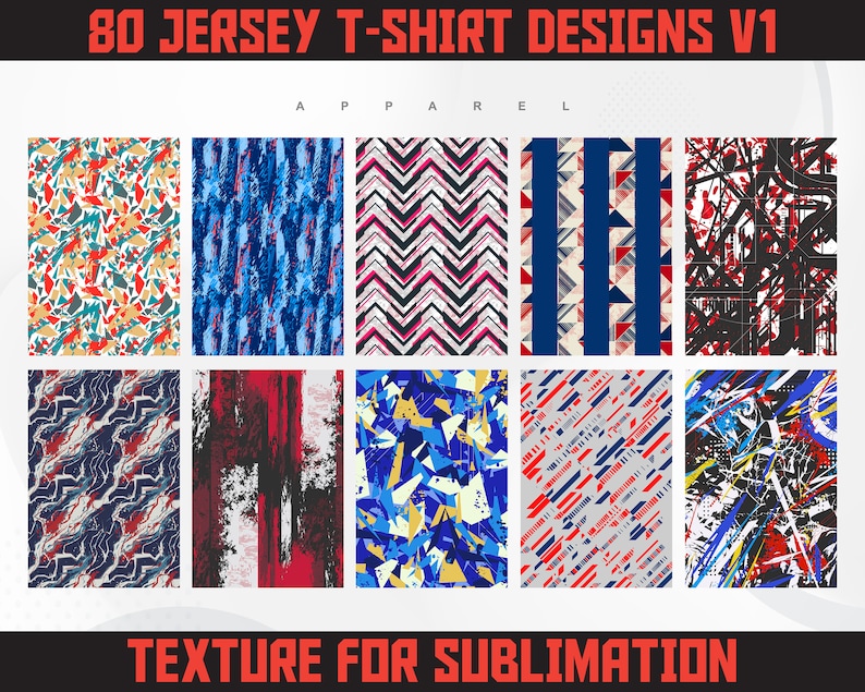 80 Jerseys T-shirt Designs V1 | Texture for Sublimation | Jersey ...