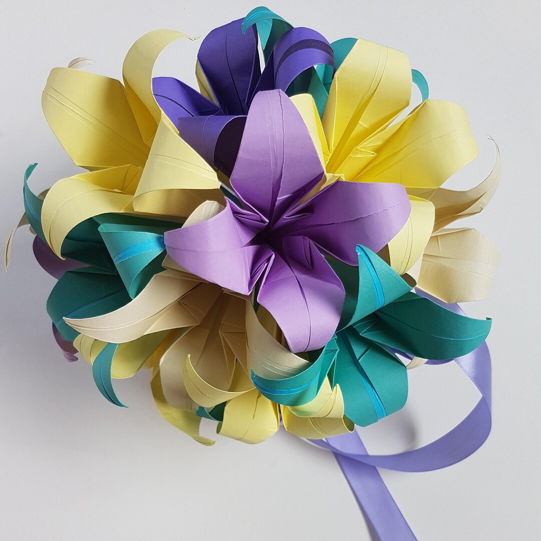 Origami Bridal Bouquet of Lilies Paper Origami Bouquet of Flowers for ...