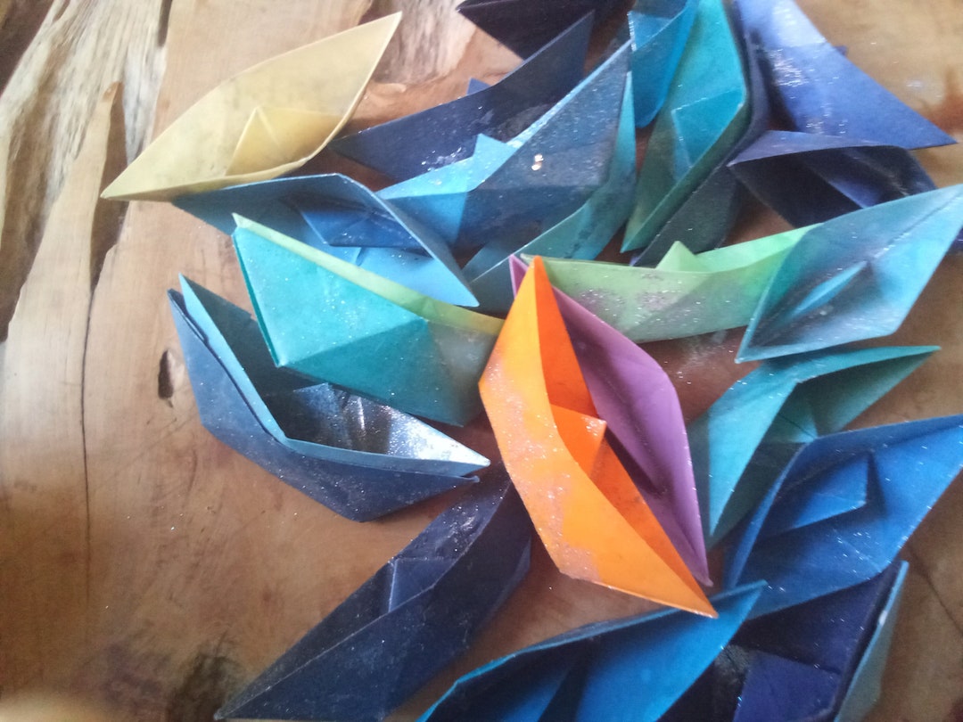 Origami Boats WATERPROOF, Ironed Waxed, Readymade Origami Boats Mixed ...