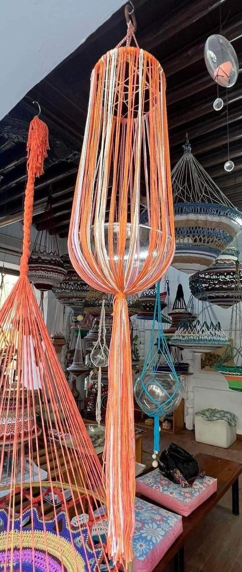 Hanging Planter Made Out of Cotton Strings Handmade Pot Holder for ...