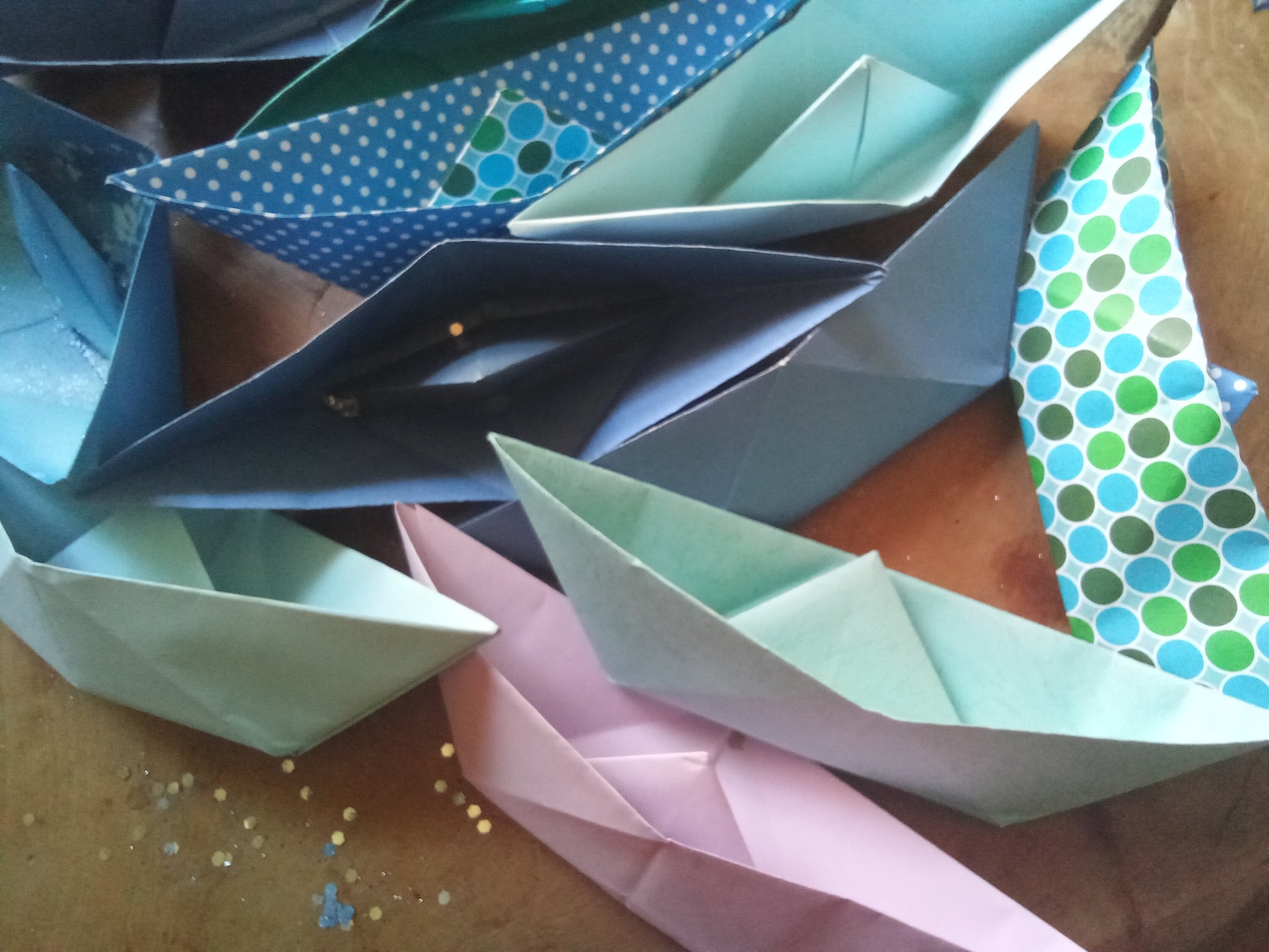Paper Boat Decor Finished Origami Handmade Boats Baby Shower Decor ...