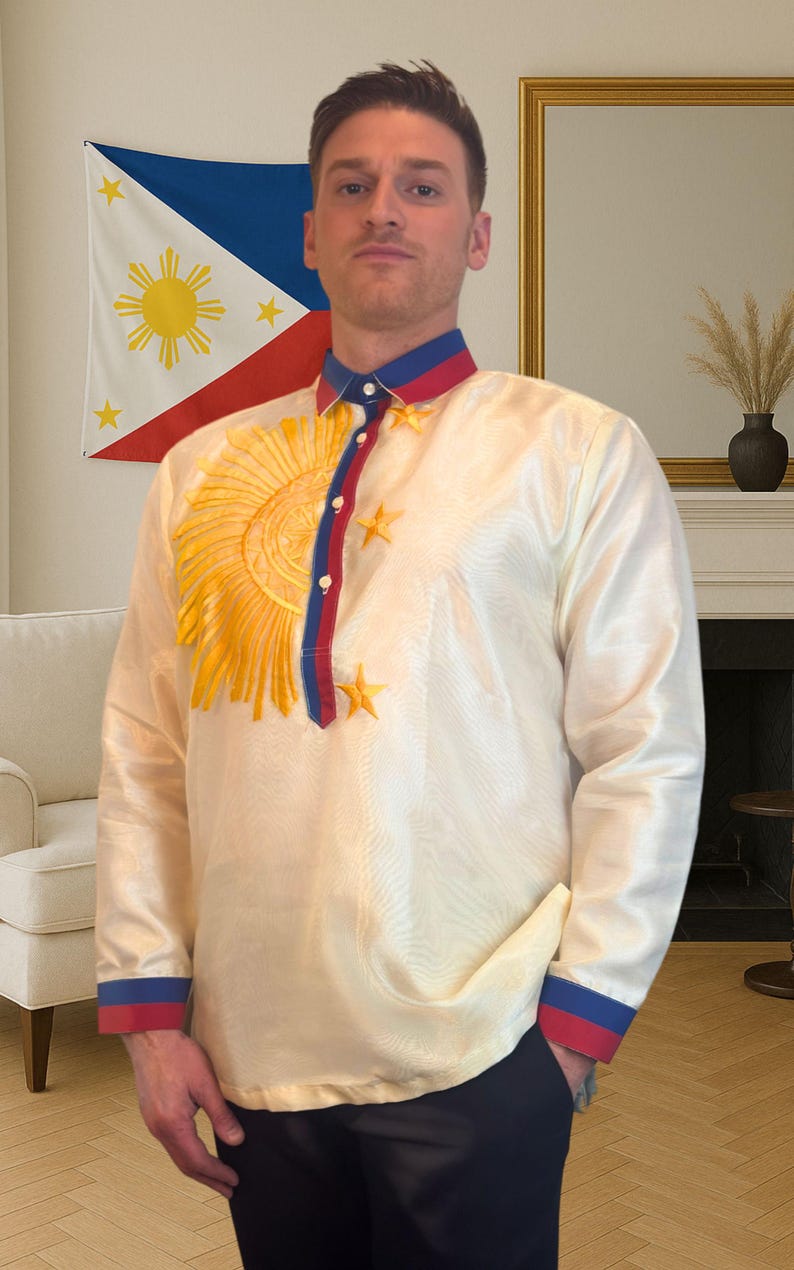 Sinag Philippine Flag Organza Barong Tagalog - ORDER US SIZE - Etsy