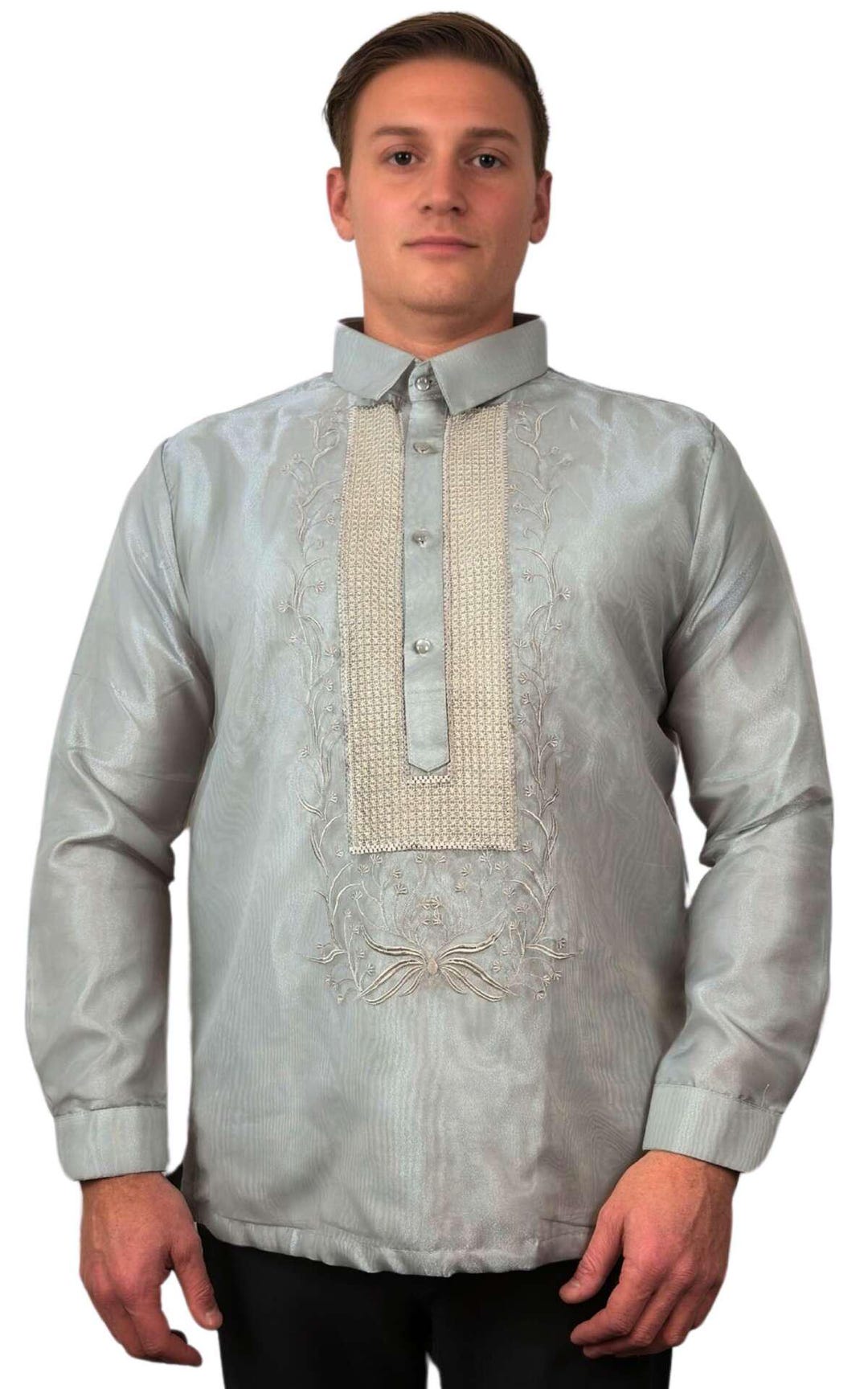 Gray Long Sleeve Organza Barong Tagalog - ORDER US SIZE - Etsy
