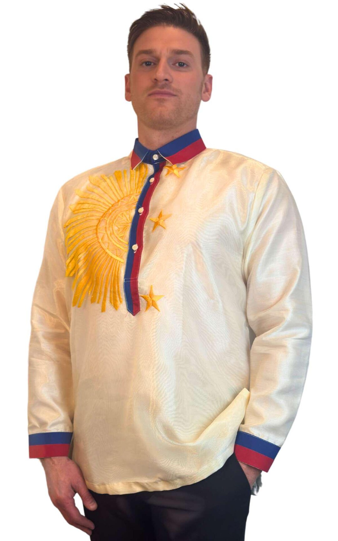 Sinag Philippine Flag Organza Barong Tagalog - ORDER US SIZE - Etsy UK