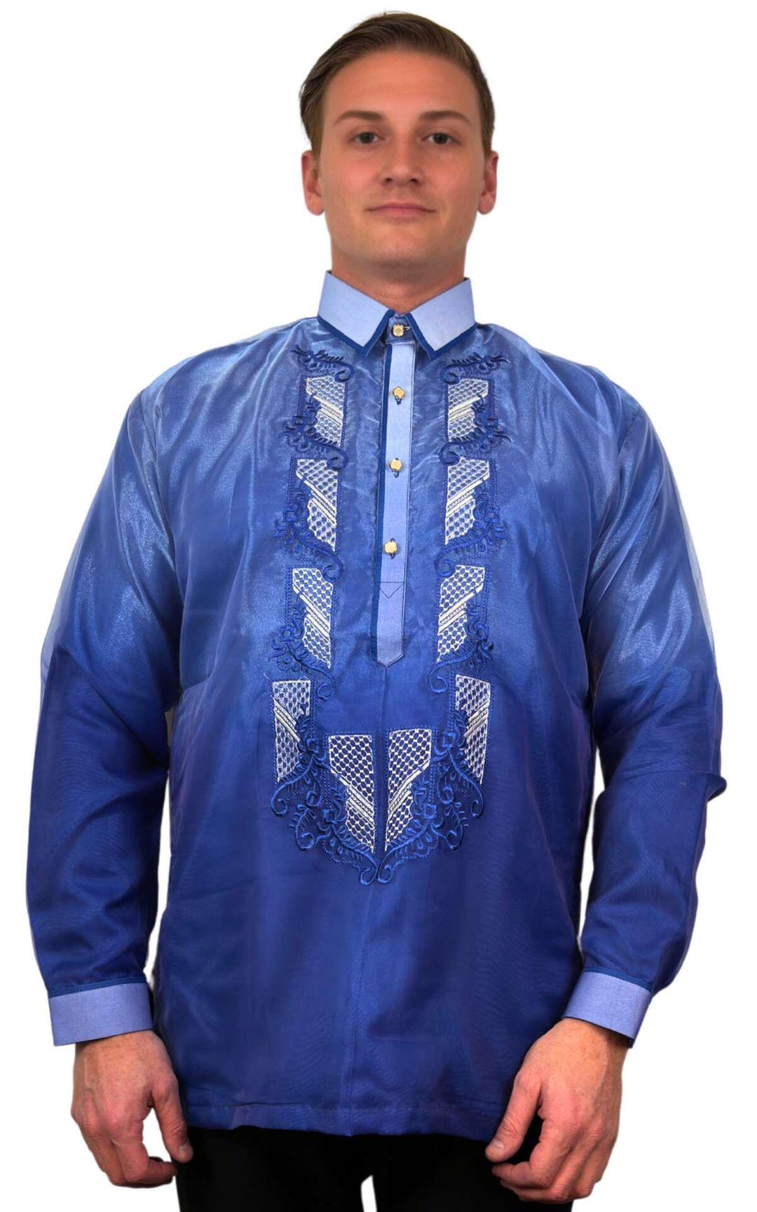 Blue Long Sleeve Organza Barong Tagalog ORDER US SIZE - Etsy