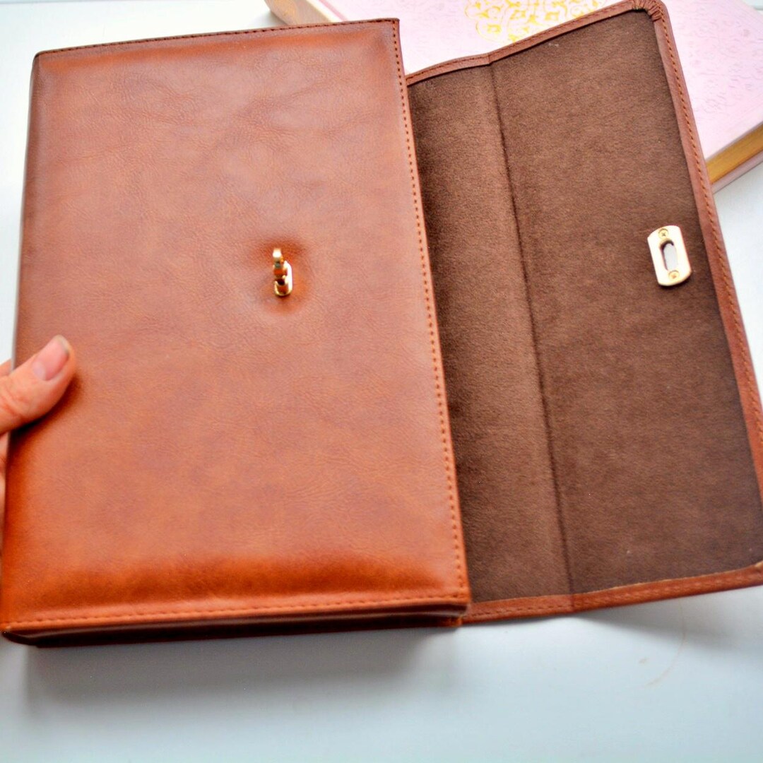 Brown Leather Quran Case/ Religous Gift to Muslim/ Calf Leather Pocket ...