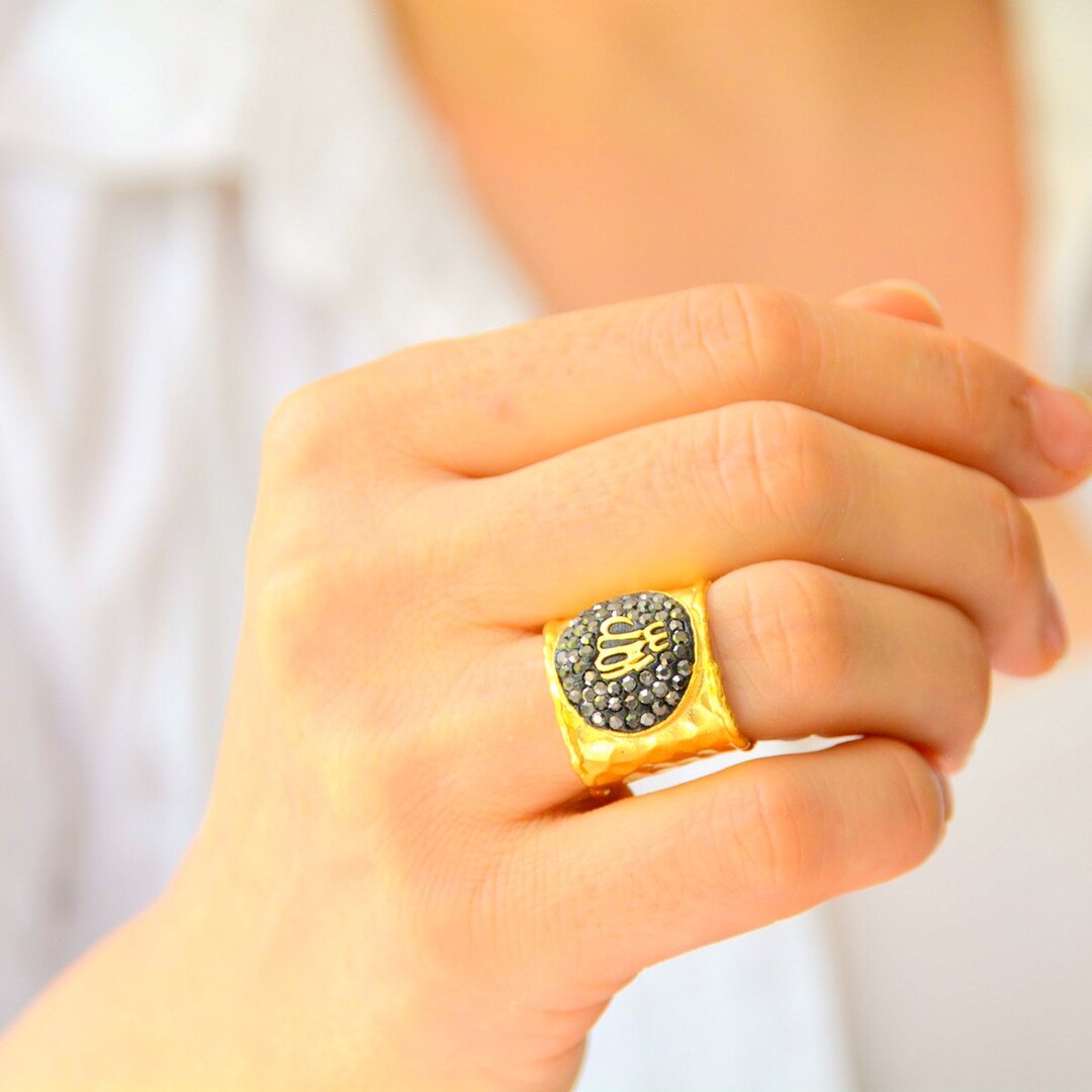 Golden Adjustable Allah Ring, Birthday Gift to Muslim Girlfriend ...