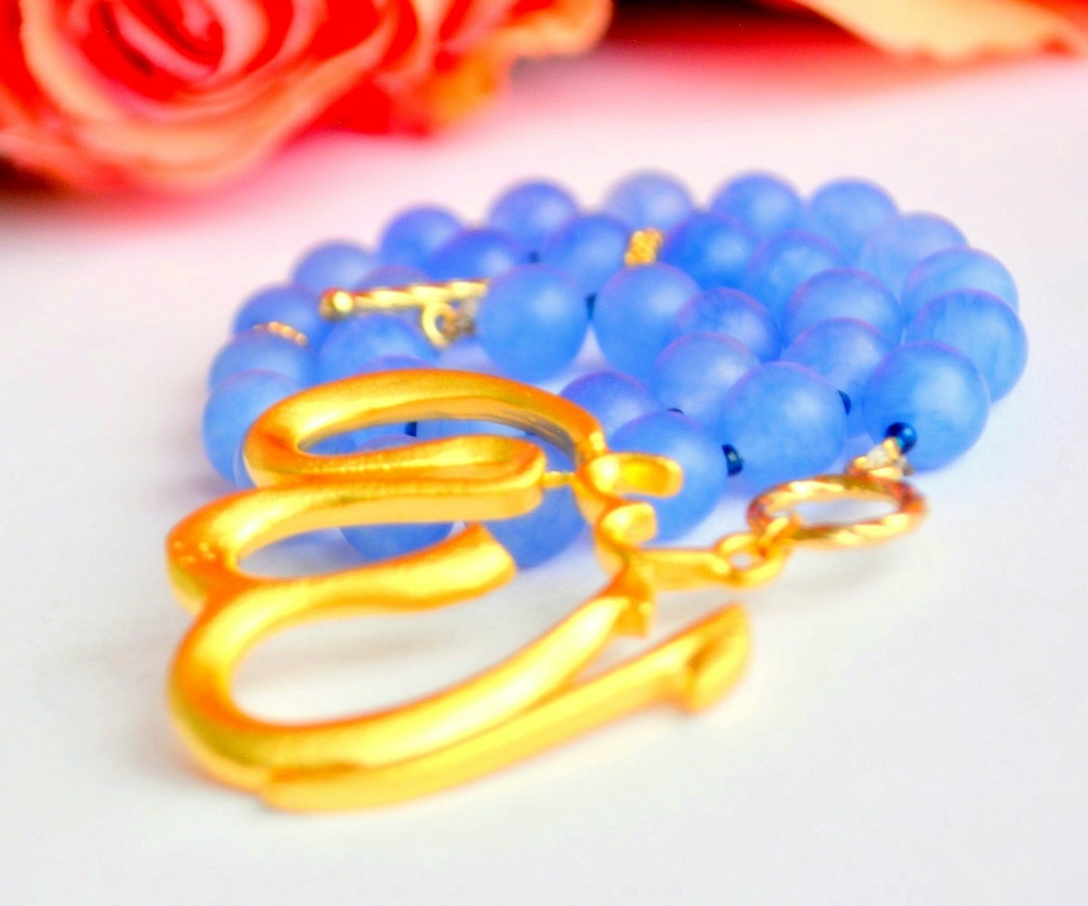 Blue Muslim Car HANGER, Arabic Basmala Misbah, Gemstone Bead Tawhid ...
